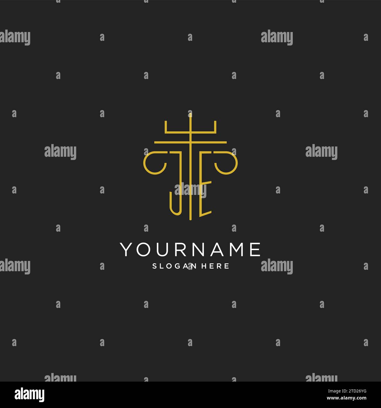 JE initial with monoline pillar logo style, luxury monogram logo design for legal firm vector ...