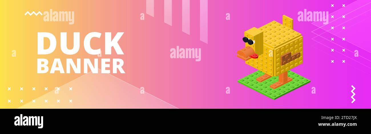 Banner with yellow duck for print and design. Vector illustration Stock ...