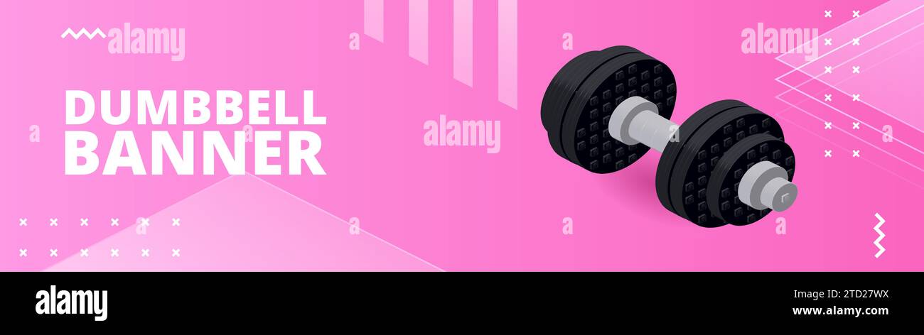 Banner with dumbbells for printing and design. Vector illustration ...