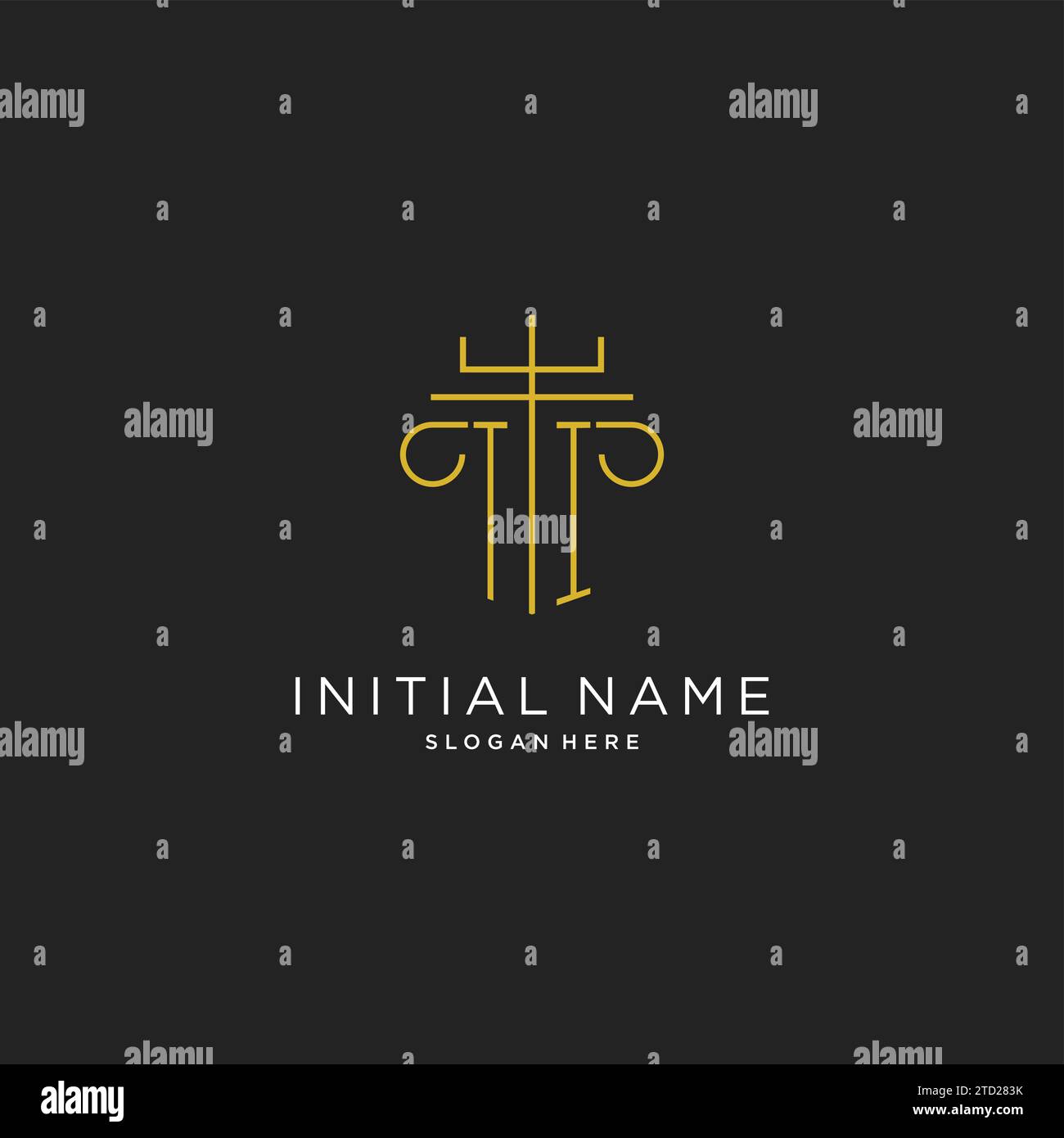 TI initial with monoline pillar logo style, luxury monogram logo design ...