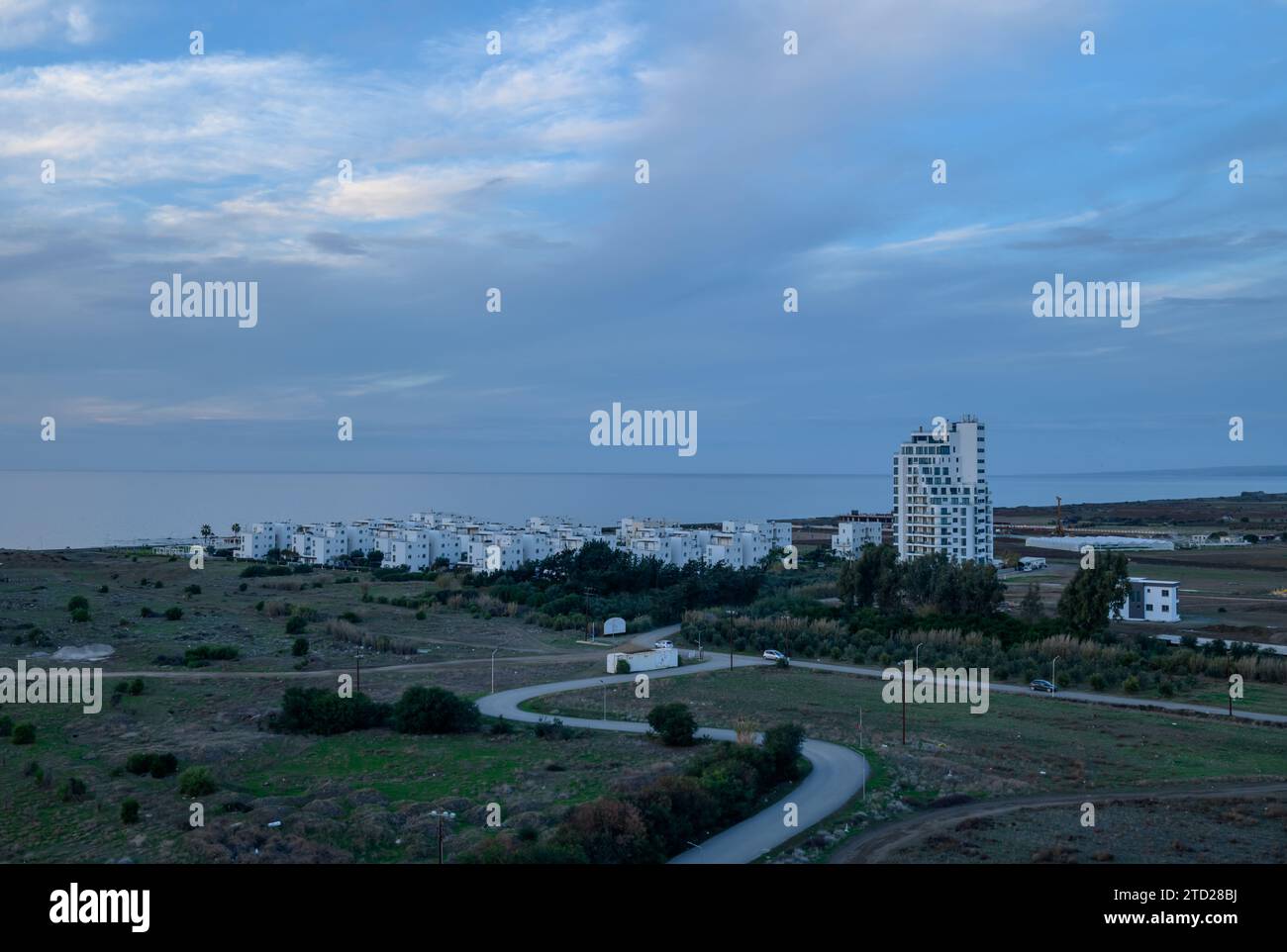 residential complex on the Mediterranean coast in winter, view from the ...