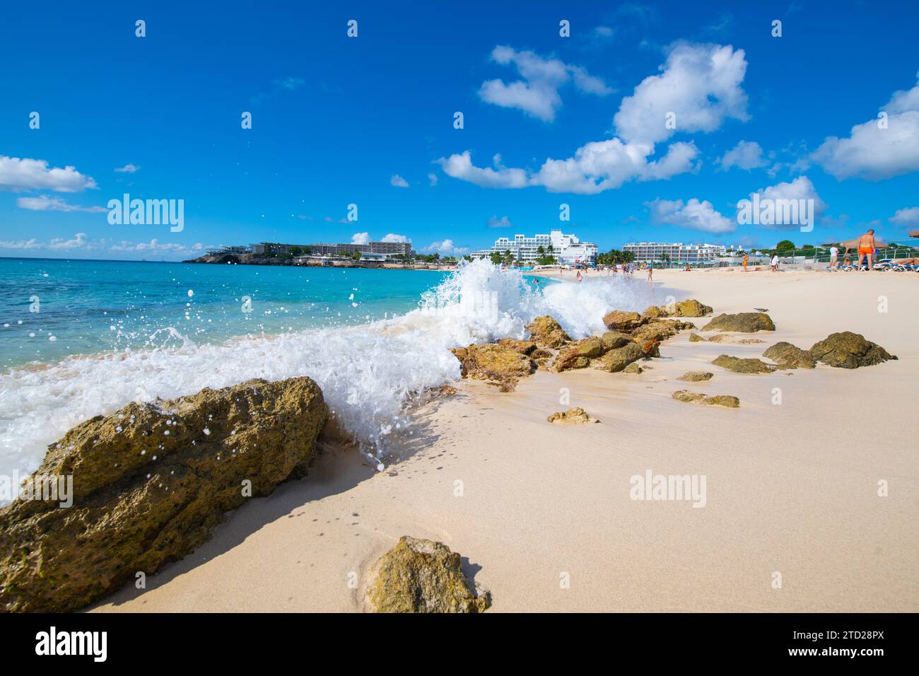 Maho Beach with people waiting for airplane landing on Princess Juliana ...