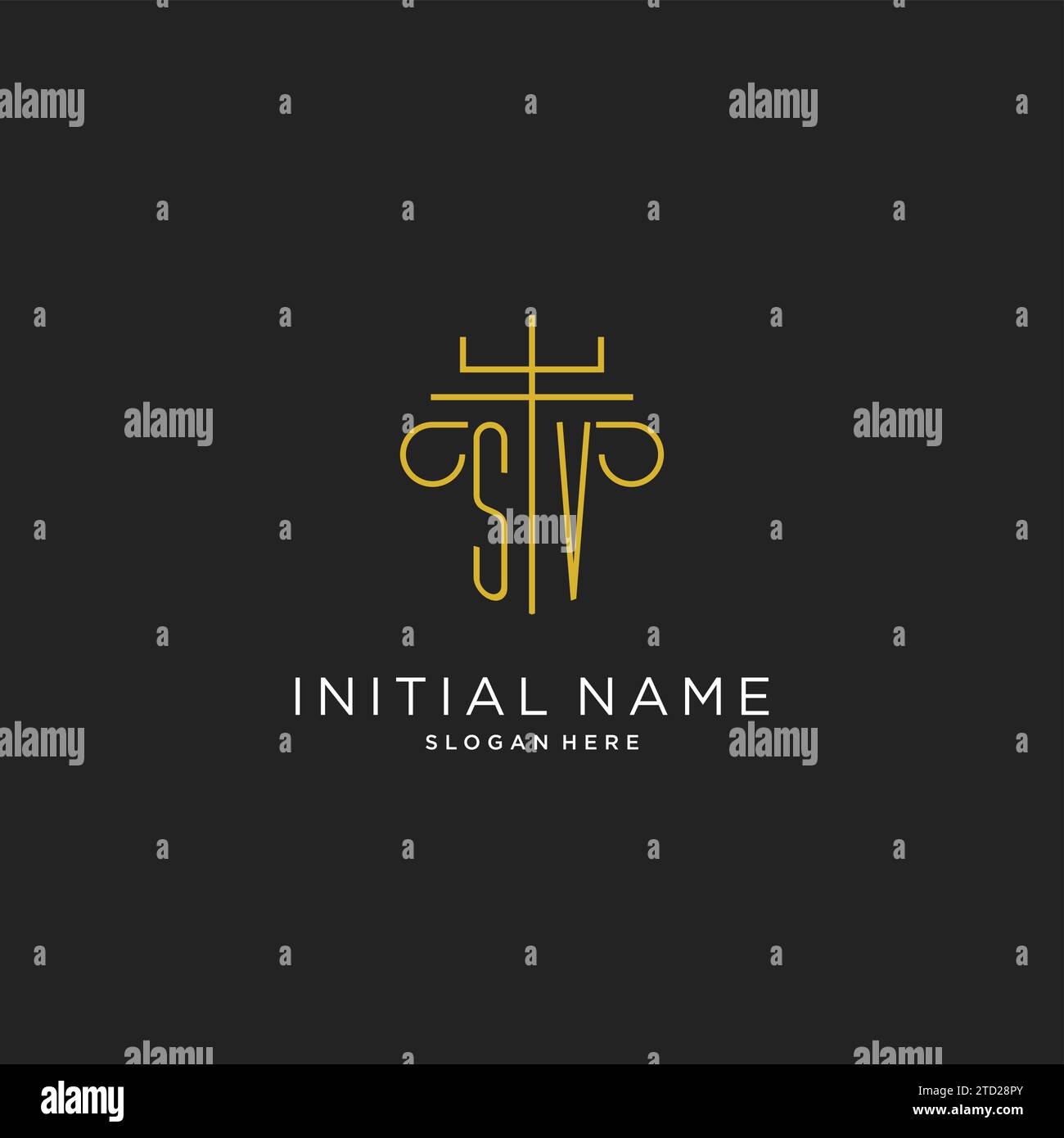 SV initial with monoline pillar logo style, luxury monogram logo design ...