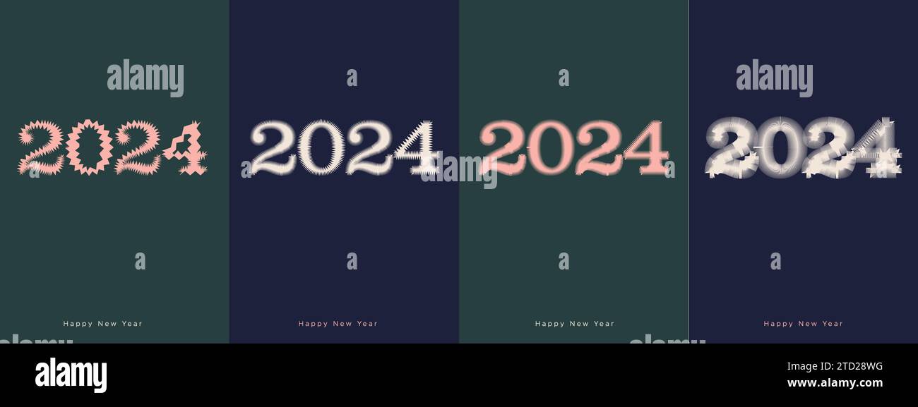 Decorated Happy New Year 2024 design set .Premium trend vector ...