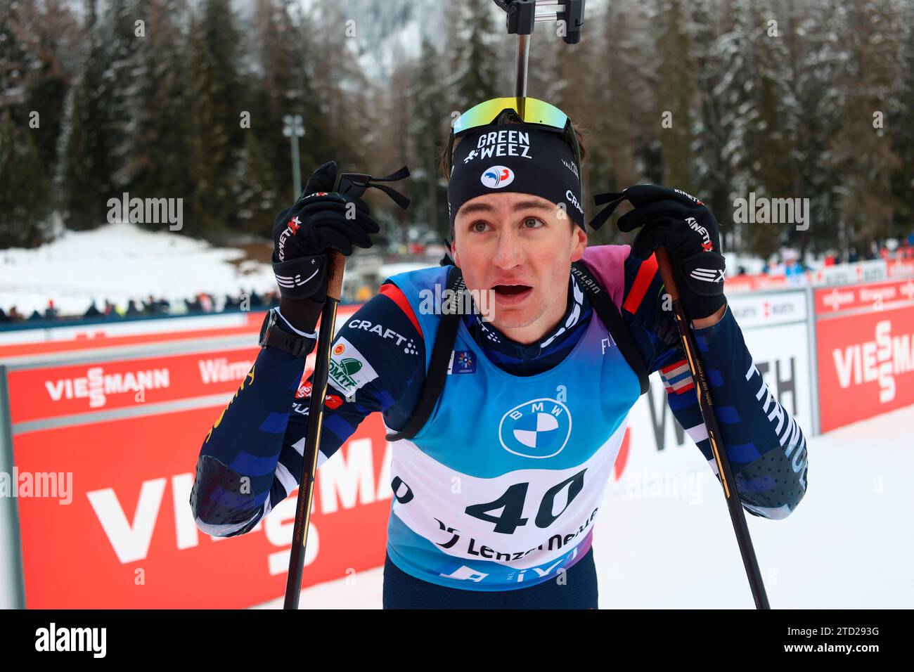 Eric Perrot FRA beim IBU Biathlon Weltcup Sprint Herren Lenzerheide ...