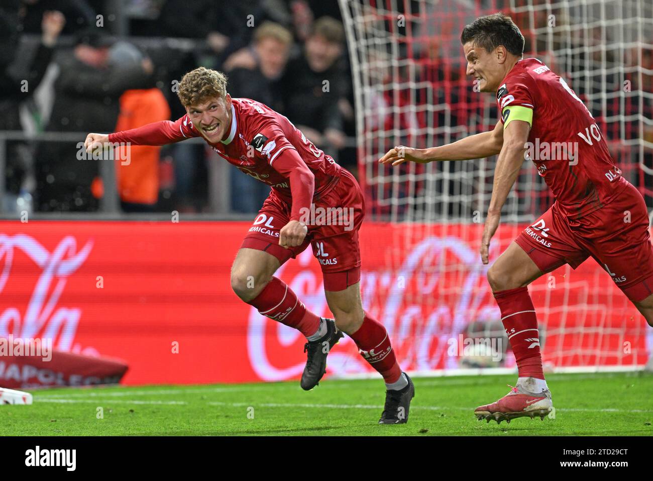 Yannick Cappelle (55) of Zulte-Waregem celebrates with Jelle Vossen (9 ...