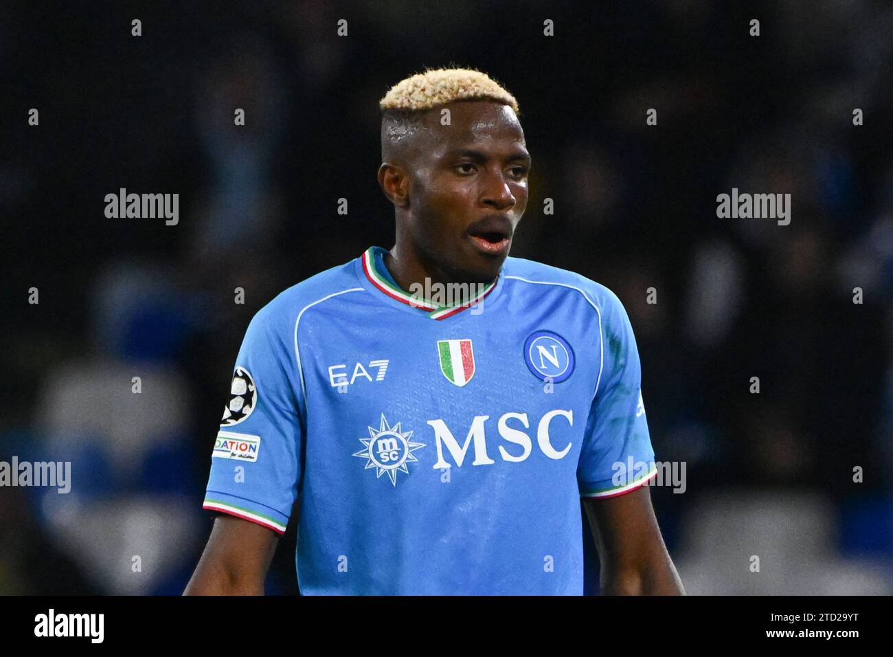 Victor Osimhen of SSC Napoli looks on without a mask during the UEFA ...