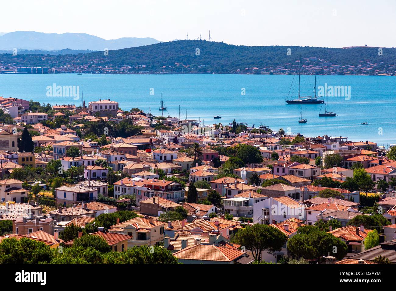 Cunda, Balikesir, Turkiye - JUL 7, 2022: Panoramic view of Cunda Island ...