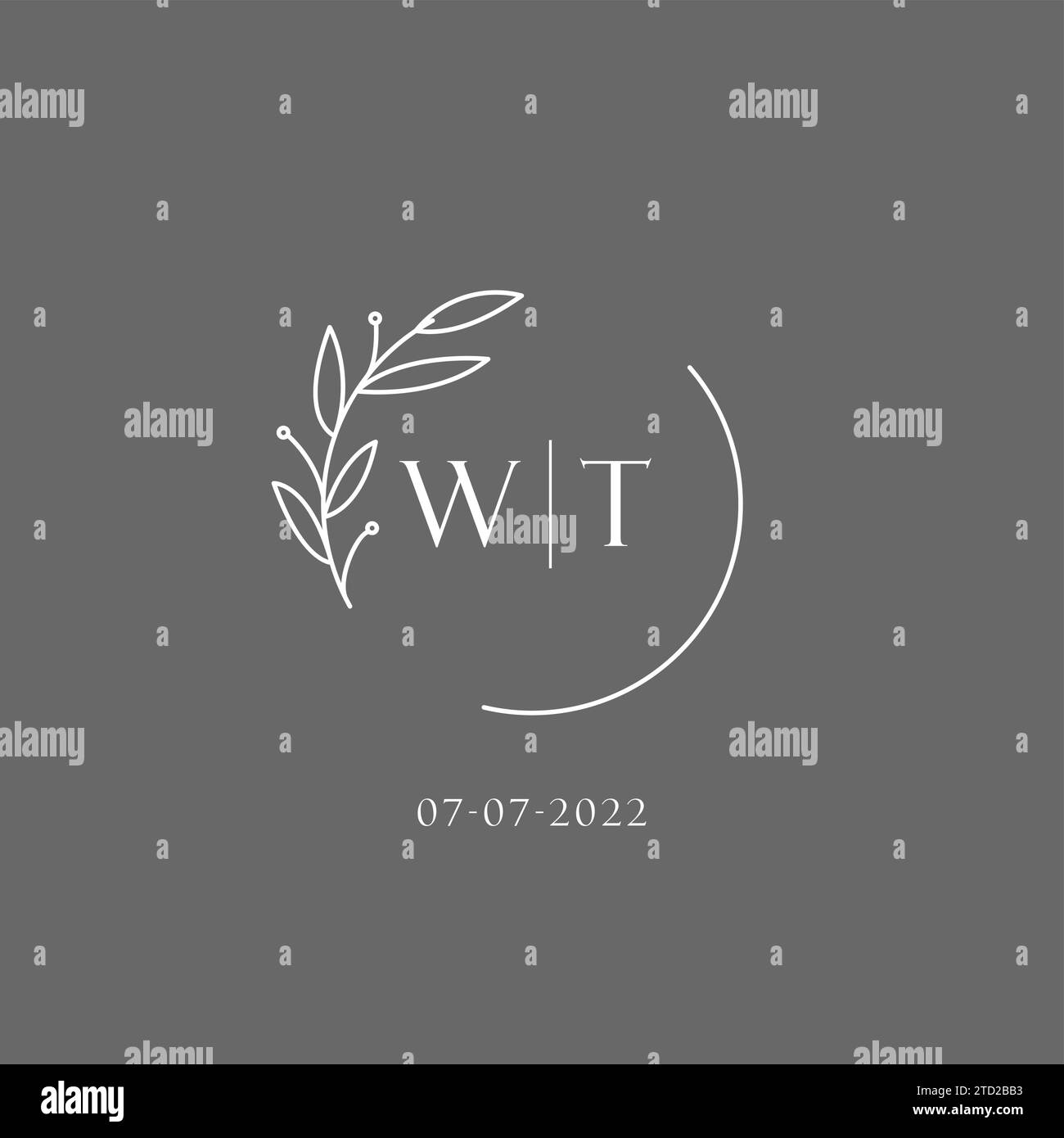 Letter WT wedding monogram logo design ideas vector graphic Stock ...