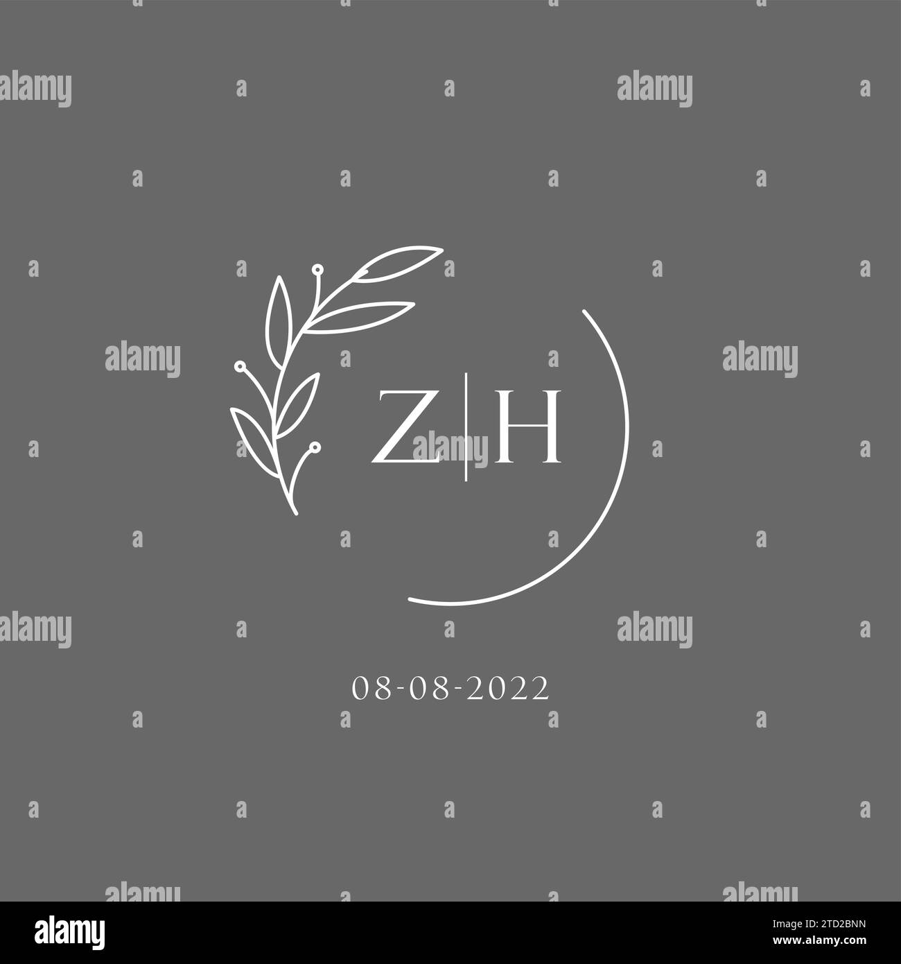 Letter ZH wedding monogram logo design ideas vector graphic Stock ...