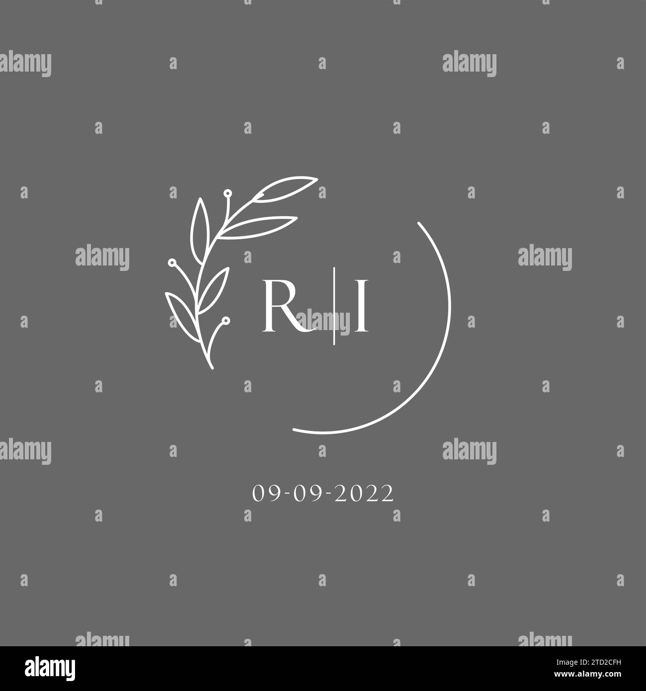 Letter RI wedding monogram logo design ideas vector graphic Stock ...