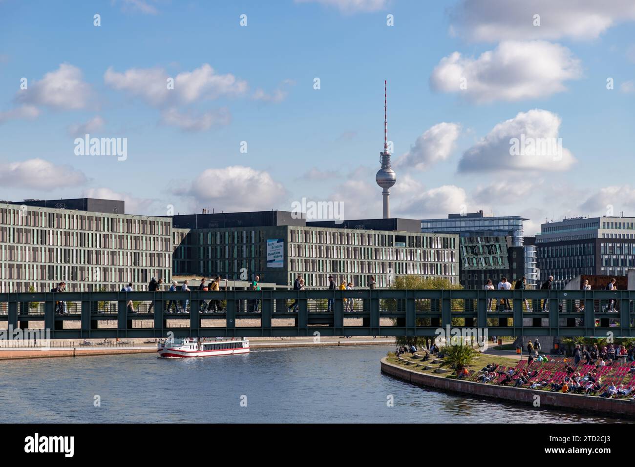 A picture of the Spree river in Berlin, the Gustav Heinemann pedestrian ...