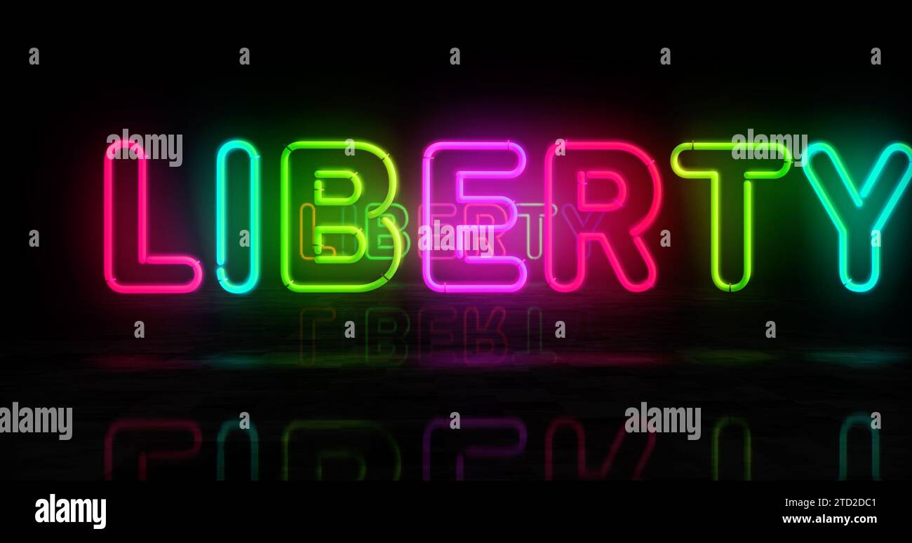 Liberty neon symbol. Freedom and success light color bulbs. Abstract ...