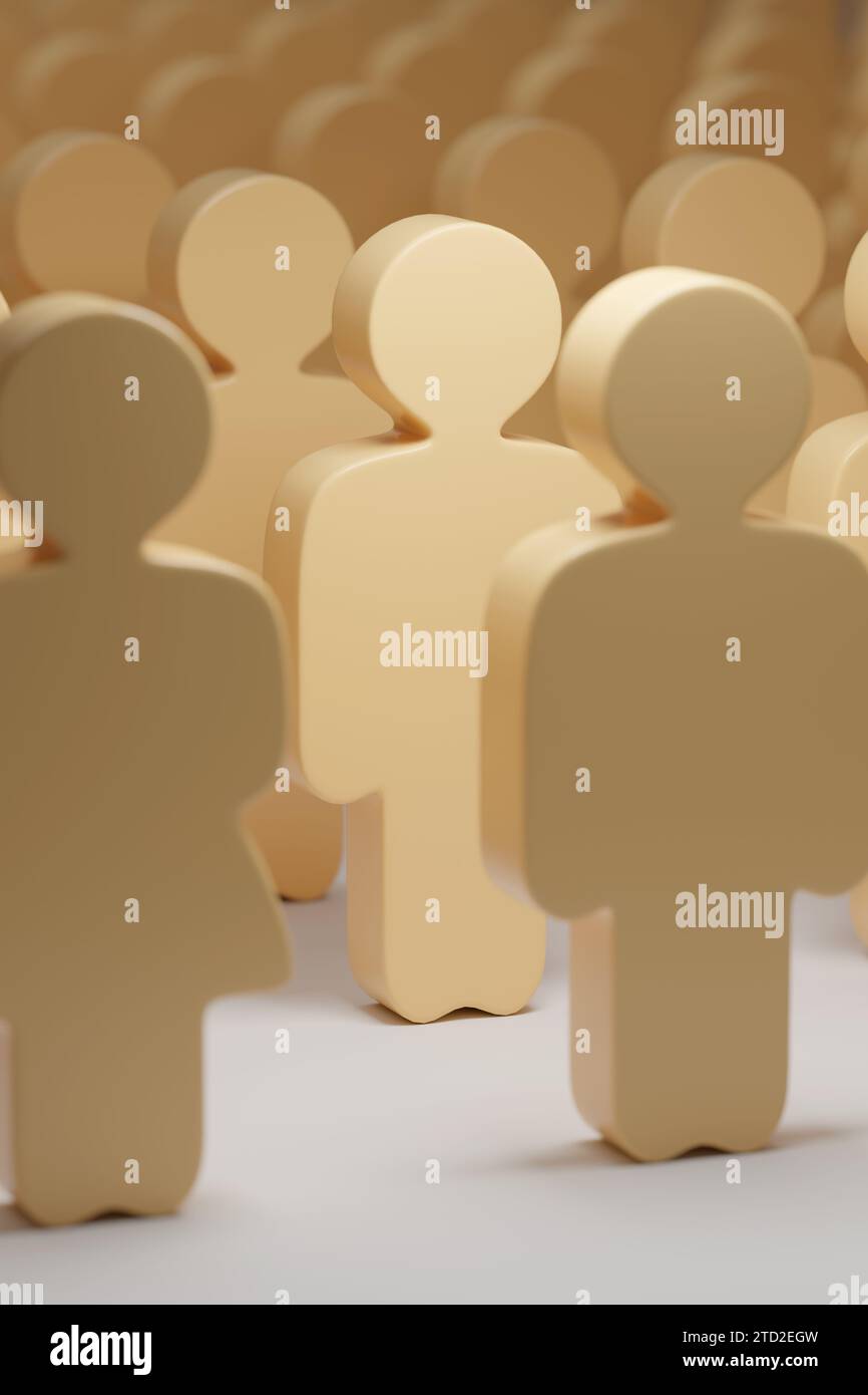 Human figure standing out in the crowd. Personnel selection concept. 3d ...