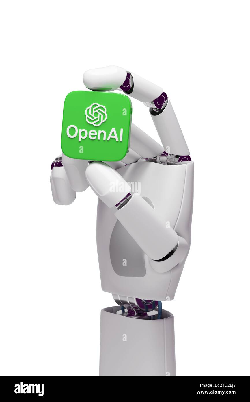 Buenos Aires, Argentina; December 15th 2023: Robotic hand holding ...