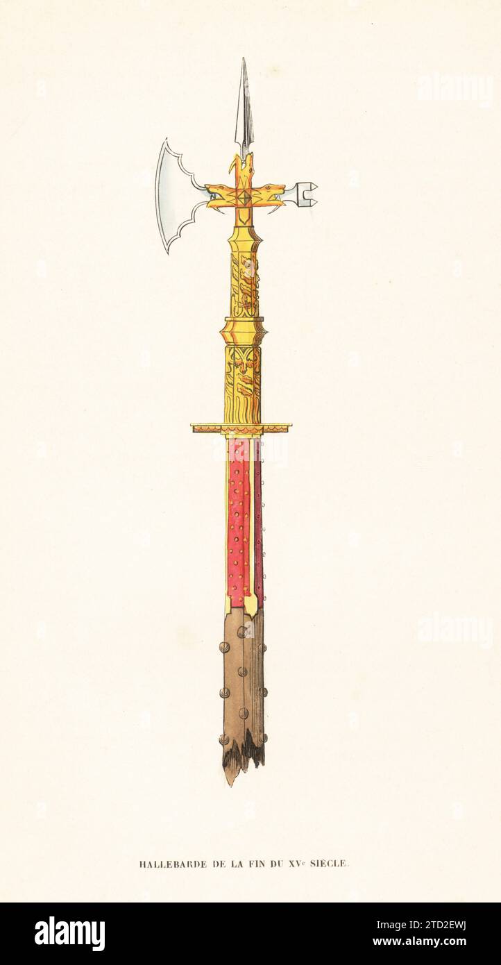 Halberd of the end of the 15th century. A deluxe version decorated with ...
