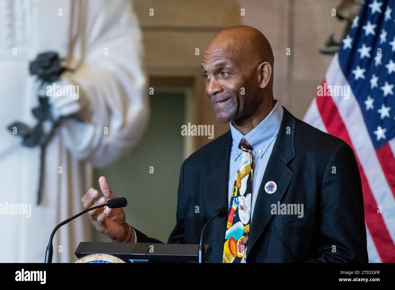 Larry Doby, Jr., talks about his dad Larry Doby, during a Congressional ...