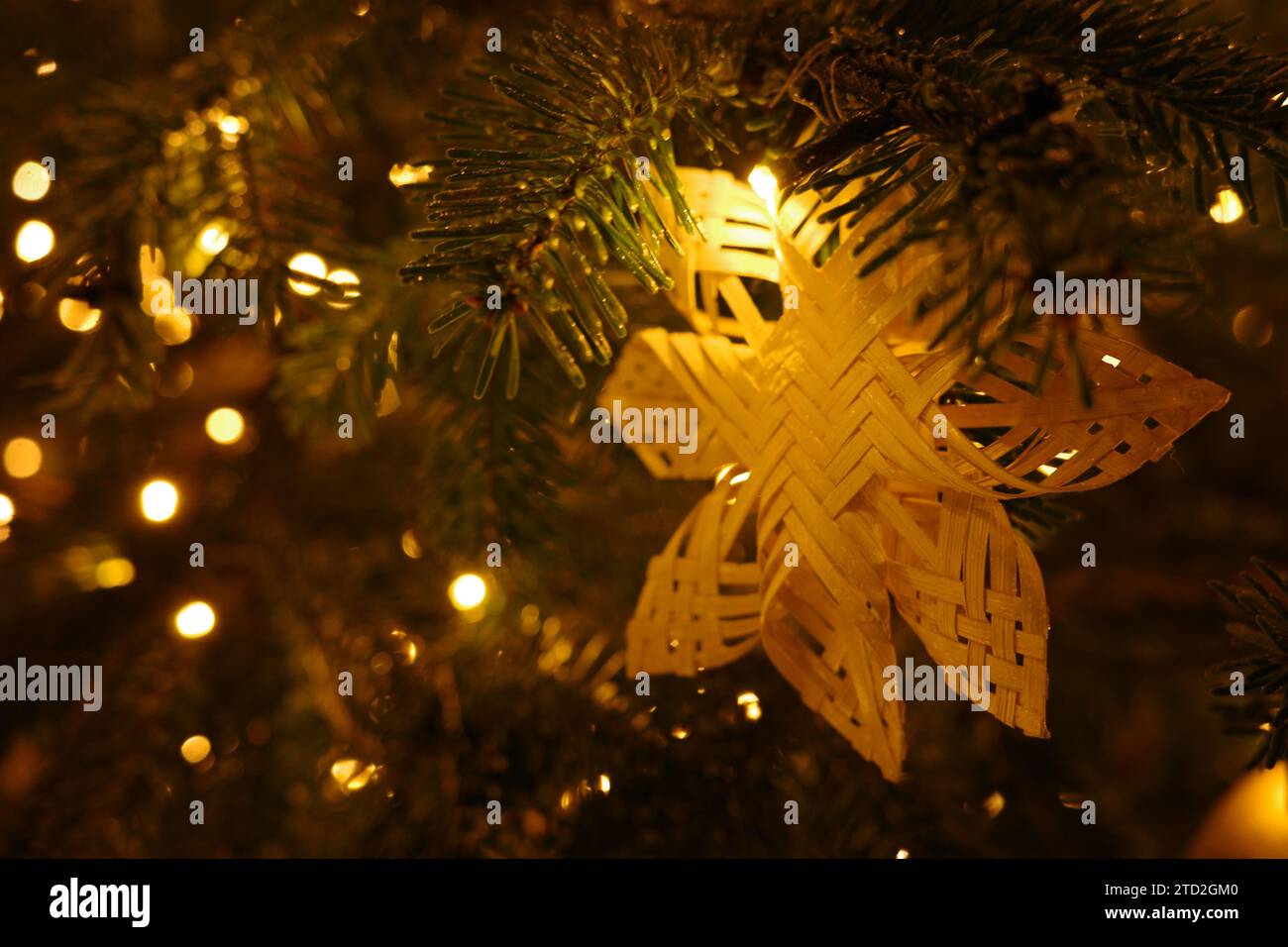 Beautiful Christmas lights, decorations and baubles on the Christmas ...