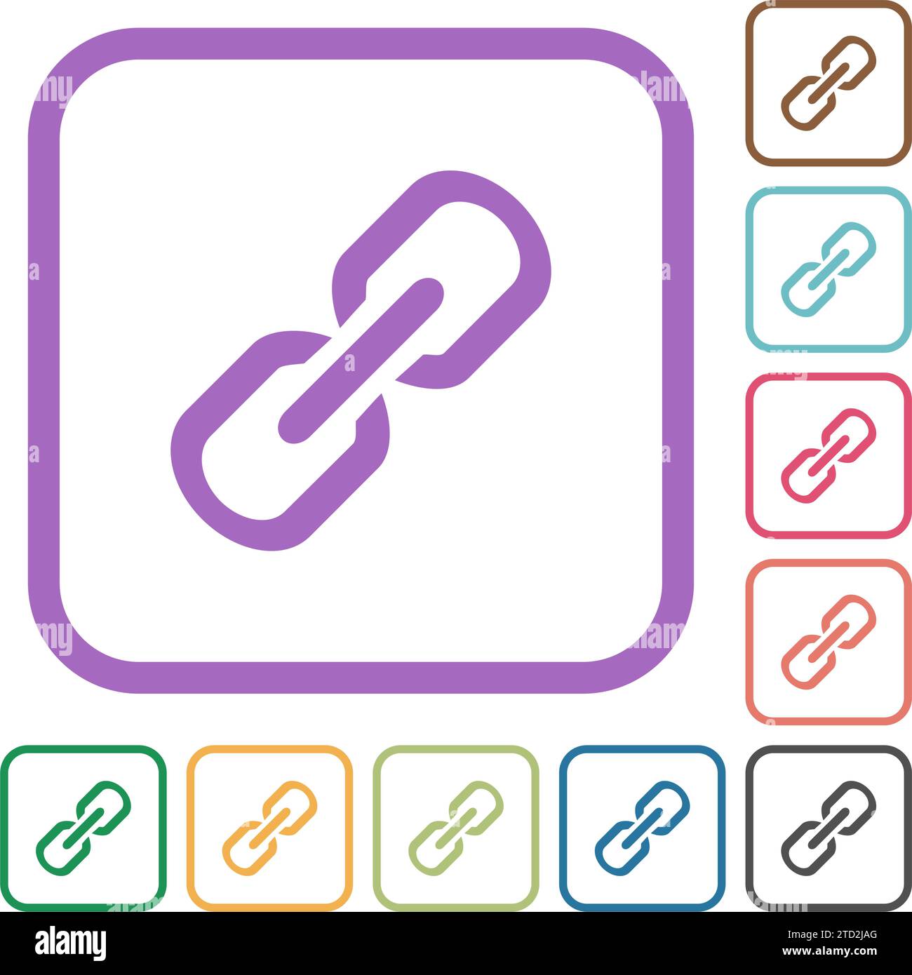 Single link simple icons in color rounded square frames on white ...