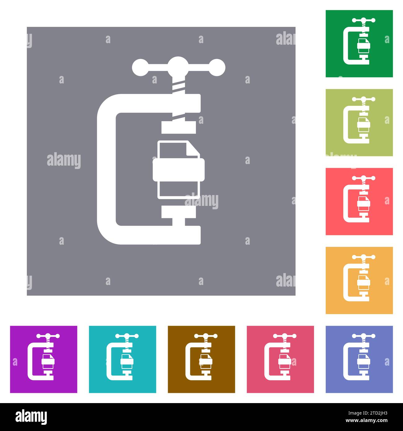 File Compression Solid Flat Icons On Simple Color Square Backgrounds Stock Vector Image And Art