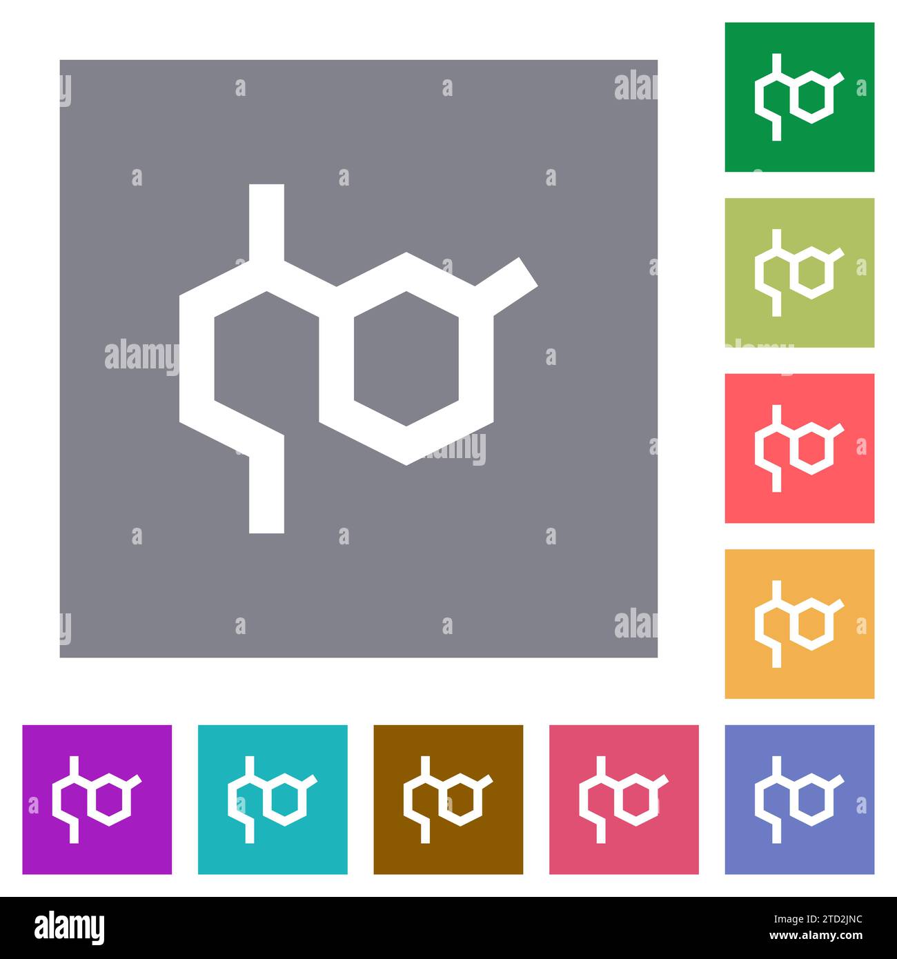 Chemistry molecule formula flat icons on simple color square ...
