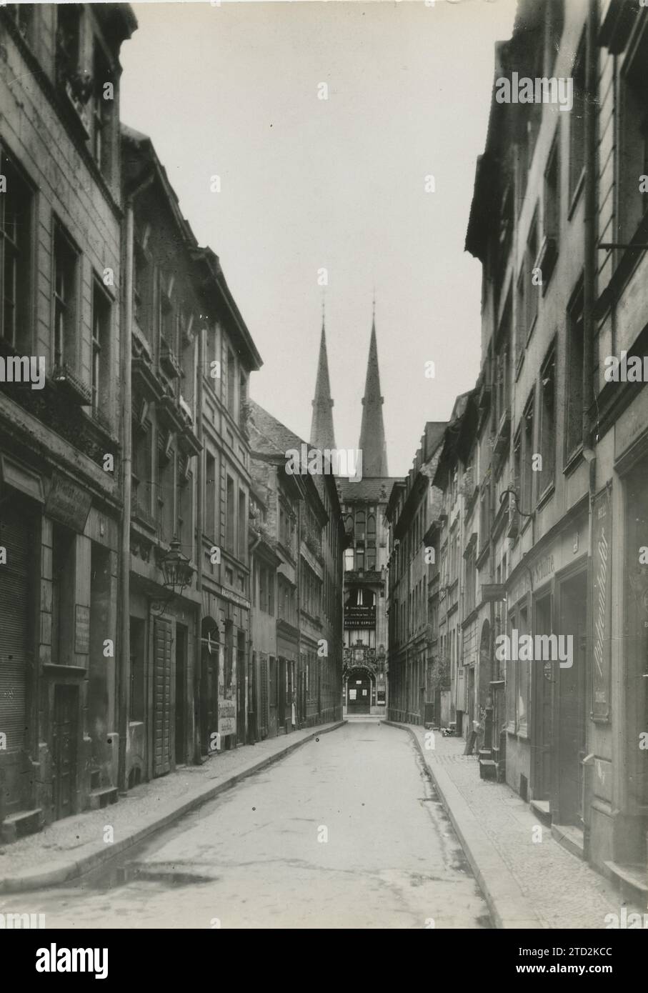 Berlin (Germany), 1933. Street of the German capital with two towers in ...