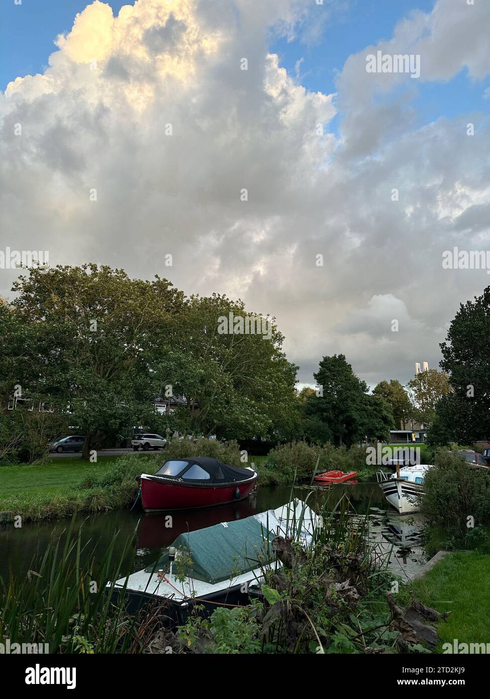 Moored on the canal under trees hi-res stock photography and images - Alamy
