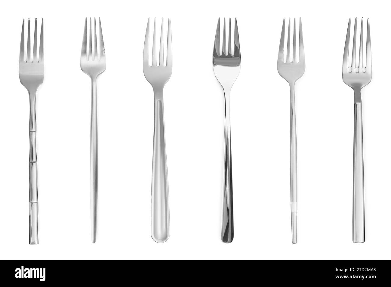 Shiny silver forks isolated on white, set Stock Photo - Alamy