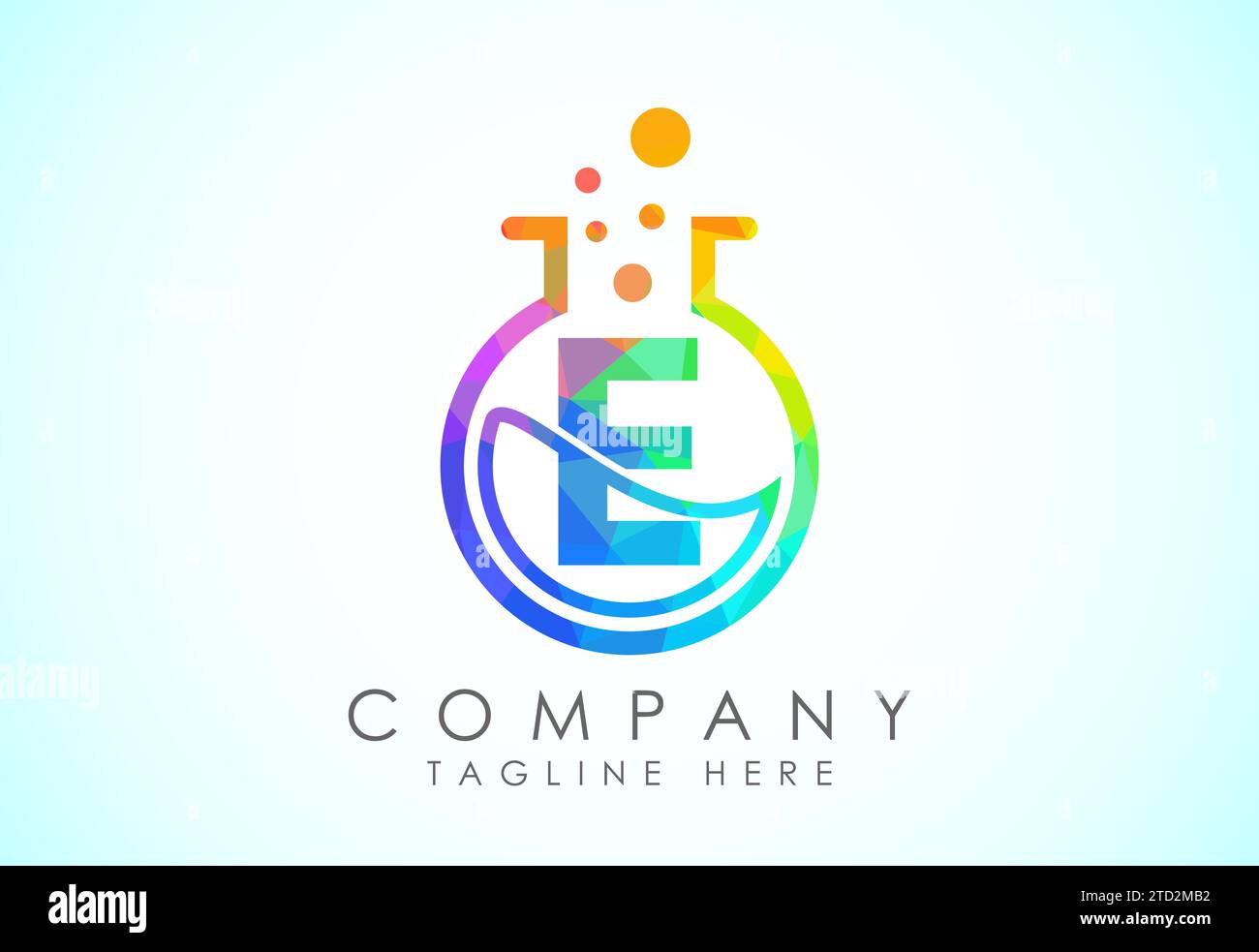 English alphabet with science lab emblem. Low poly style lab science ...