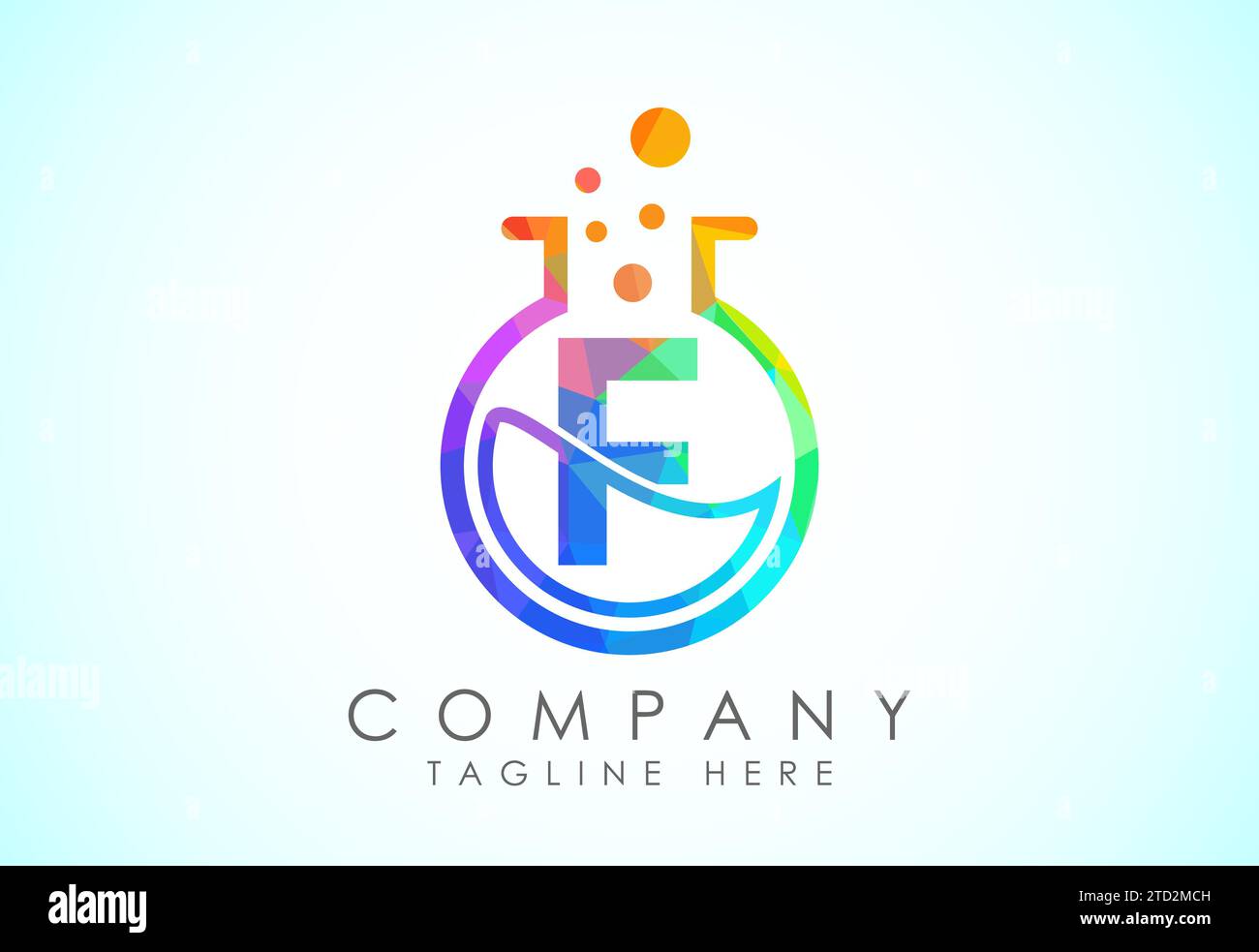 English alphabet with science lab emblem. Low poly style lab science ...