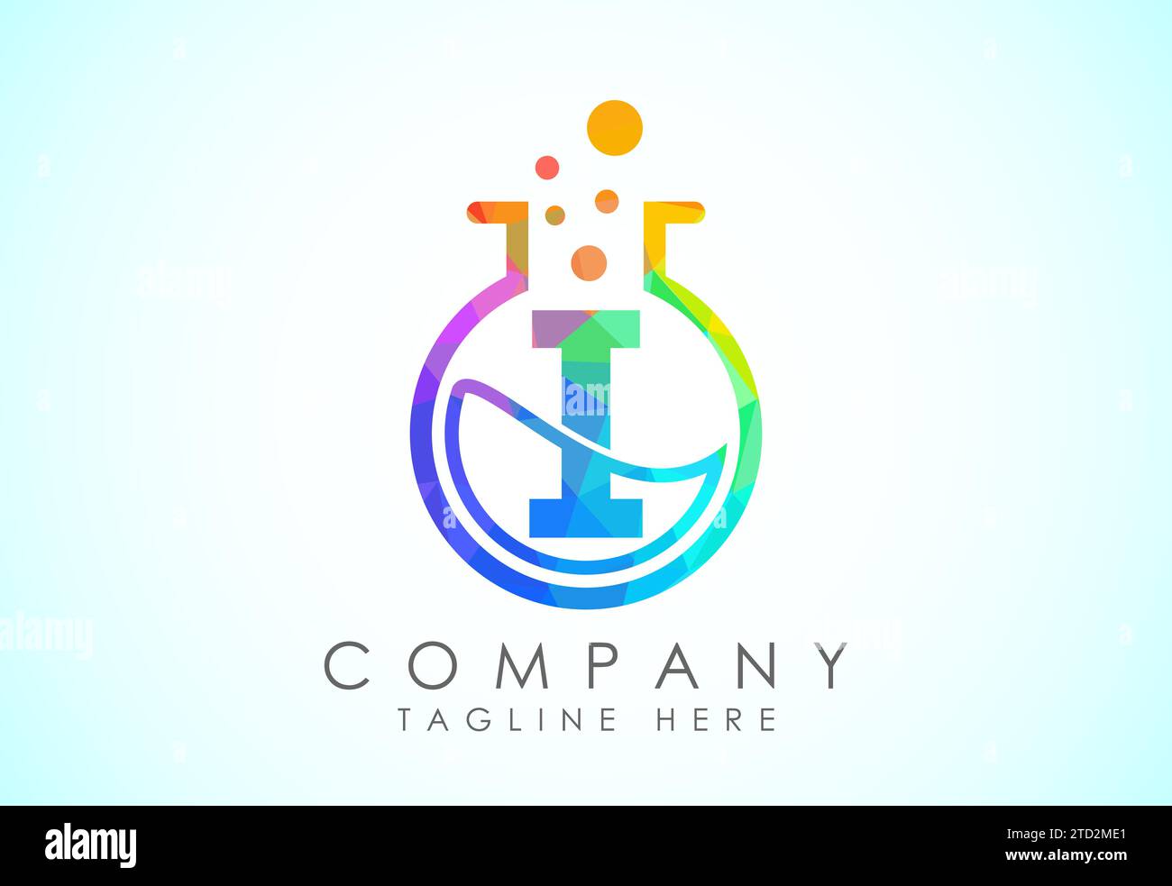 English alphabet with science lab emblem. Low poly style lab science ...