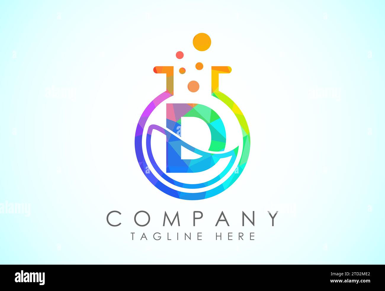 English alphabet with science lab emblem. Low poly style lab science ...