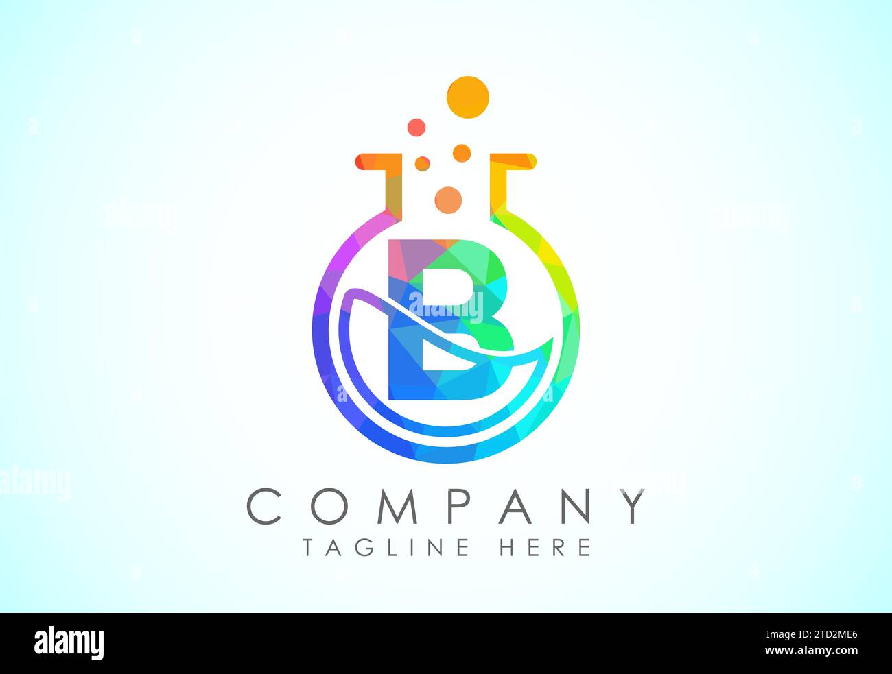 English alphabet with science lab emblem. Low poly style lab science ...
