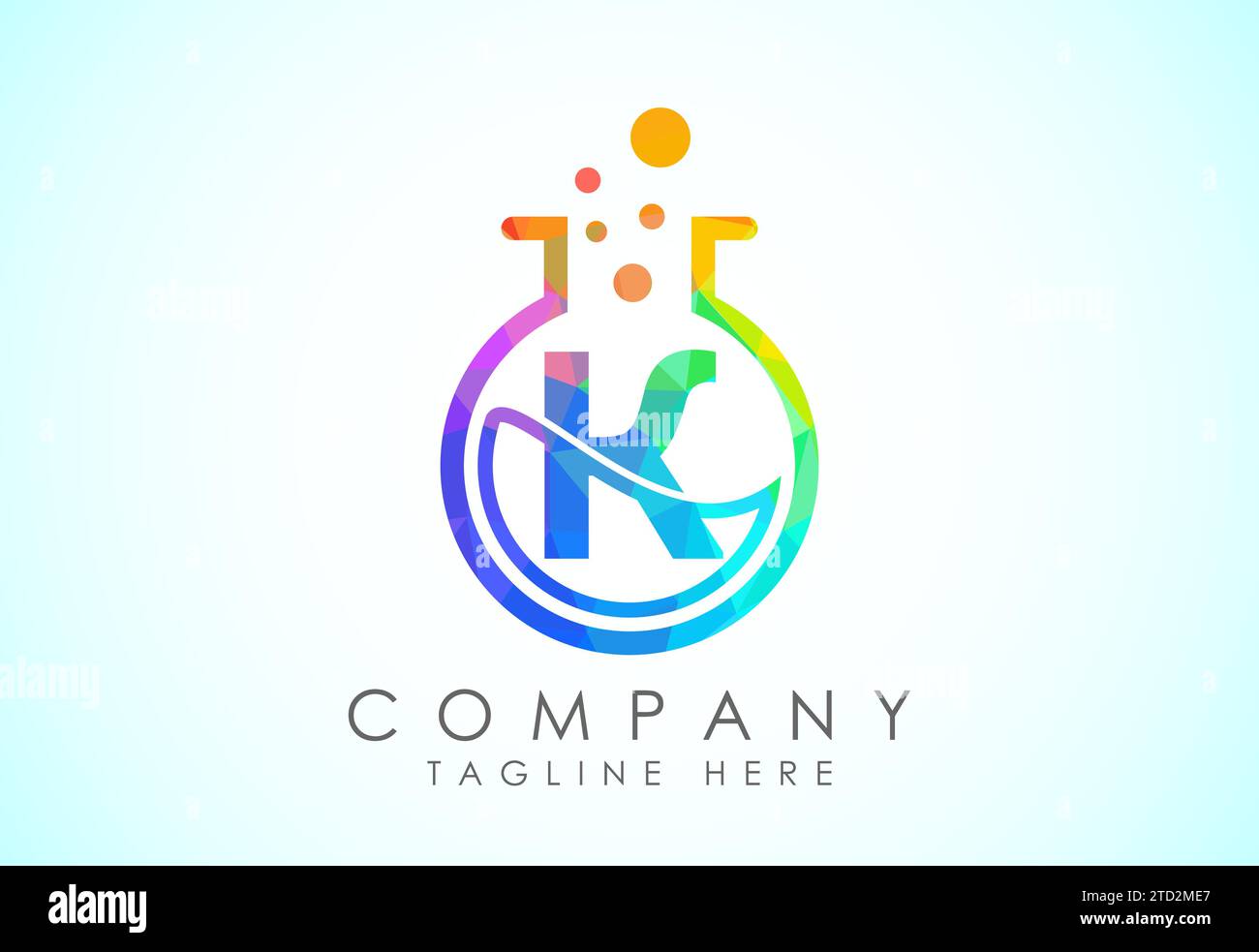 English alphabet with science lab emblem. Low poly style lab science ...