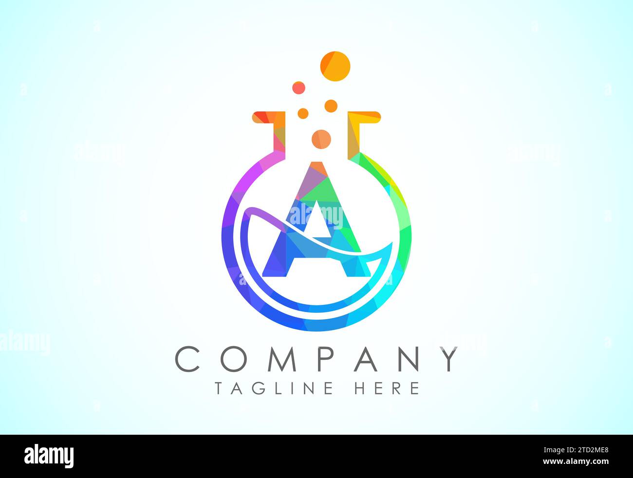 English alphabet with science lab emblem. Low poly style lab science ...