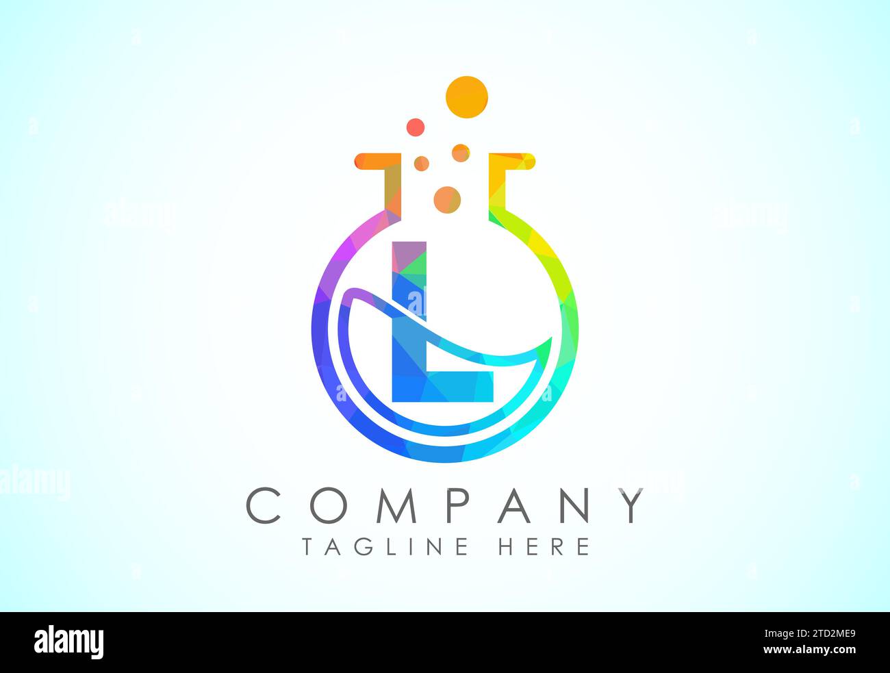 English alphabet with science lab emblem. Low poly style lab science ...