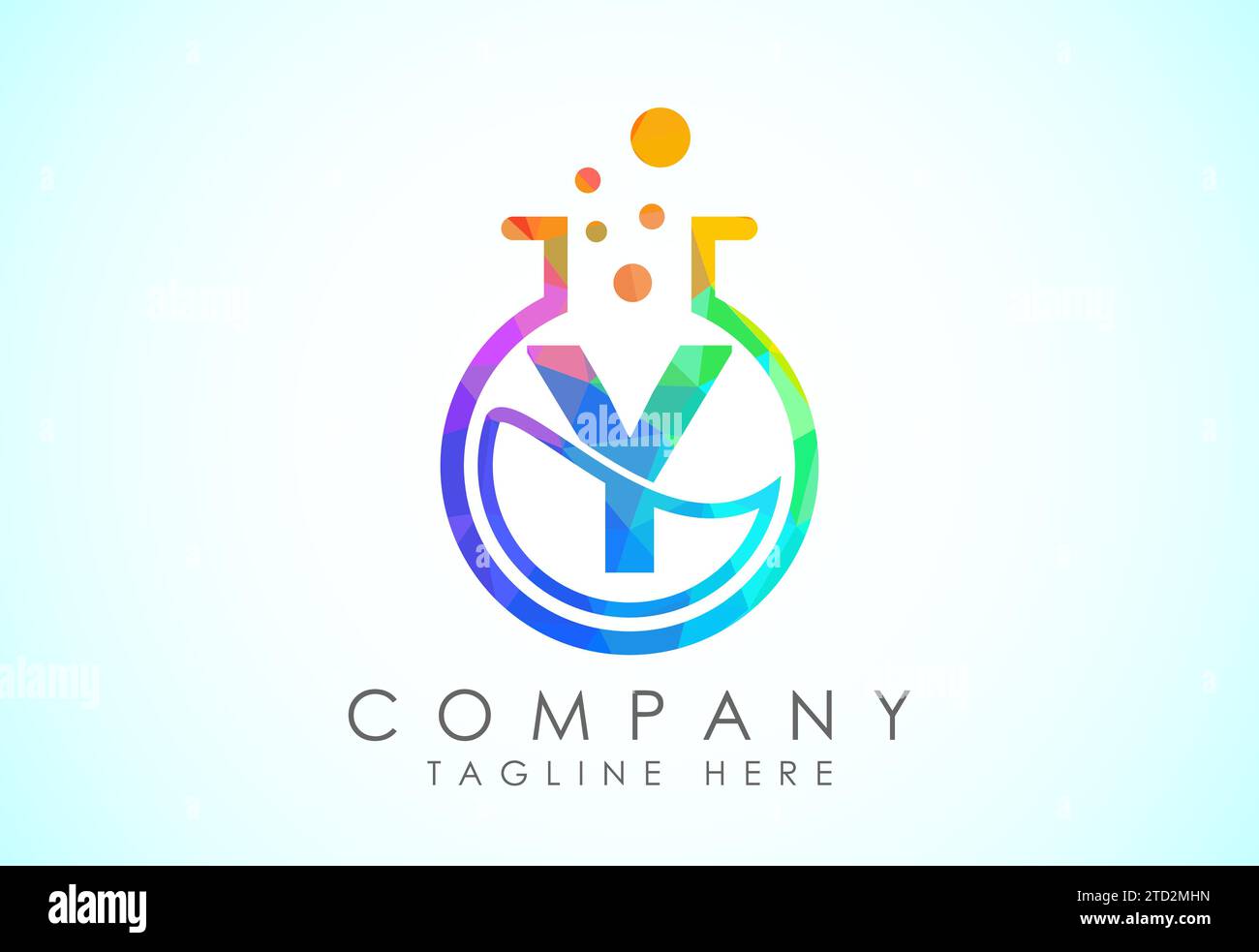 English alphabet with science lab emblem. Low poly style lab science ...