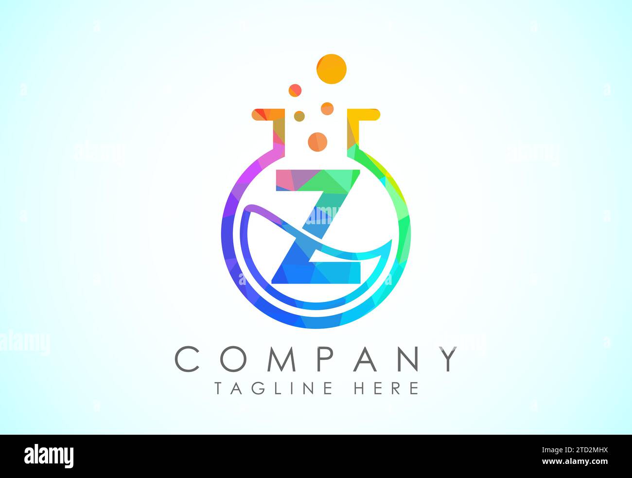 English alphabet with science lab emblem. Low poly style lab science ...