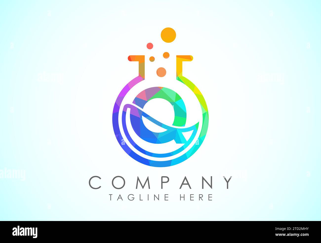 English alphabet with science lab emblem. Low poly style lab science ...