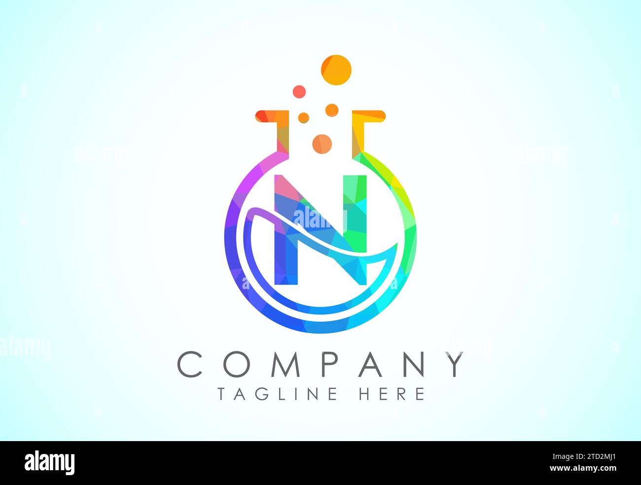 English alphabet with science lab emblem. Low poly style lab science ...