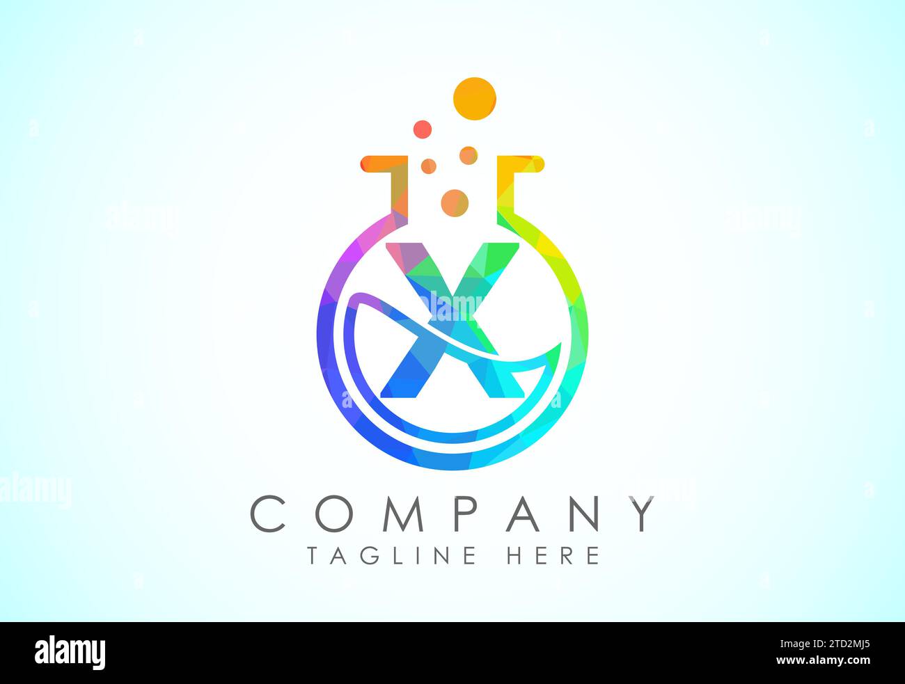 English alphabet with science lab emblem. Low poly style lab science ...