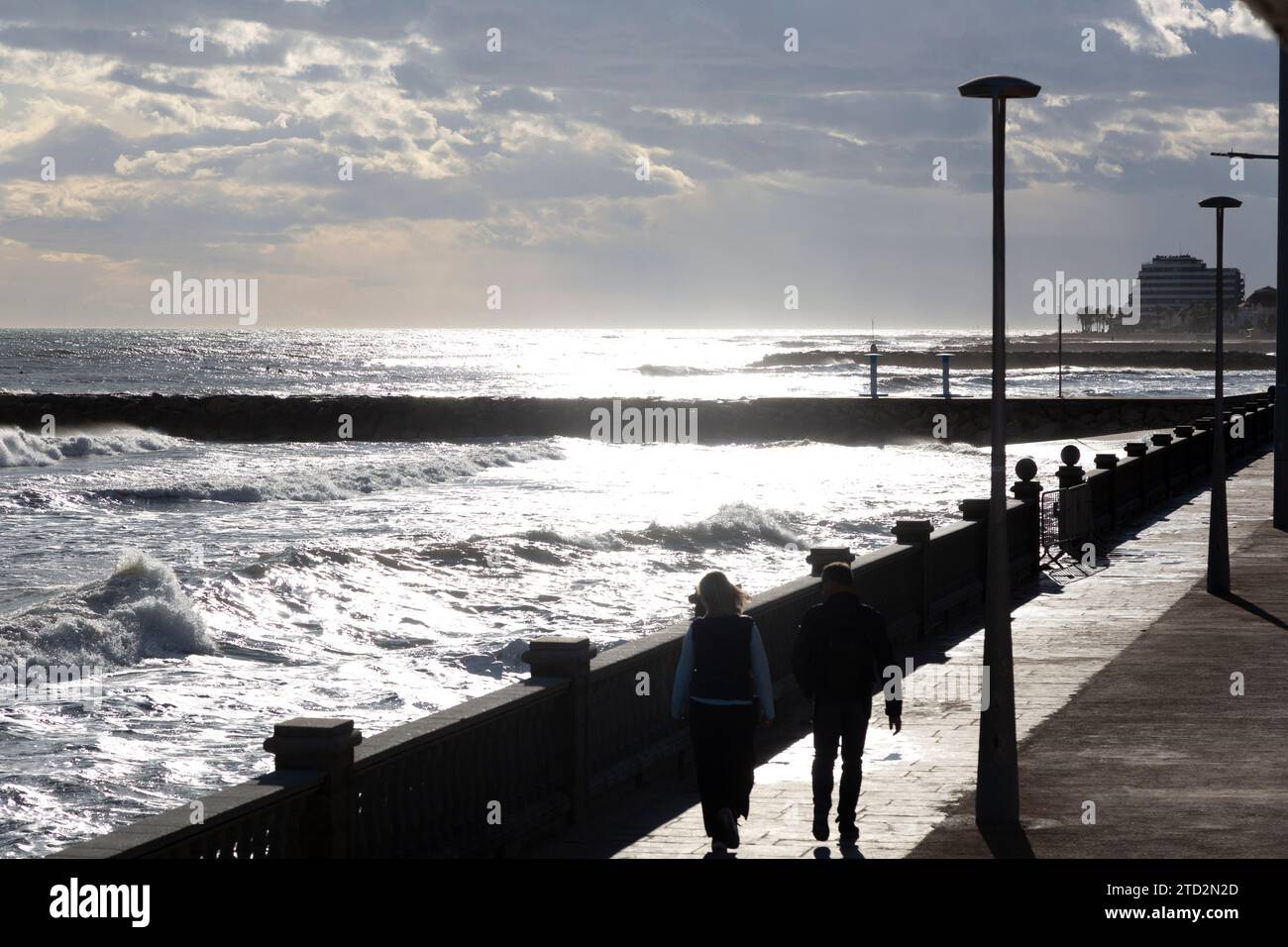 Sea promenade and rough seas, danger and safety Stock Photo - Alamy