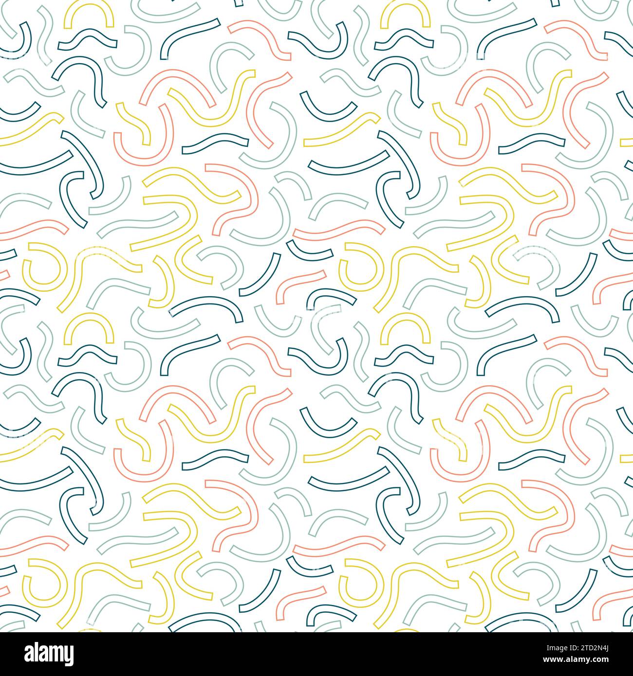 Colored geometric seamless pattern. Outline curved lines Stock Vector ...