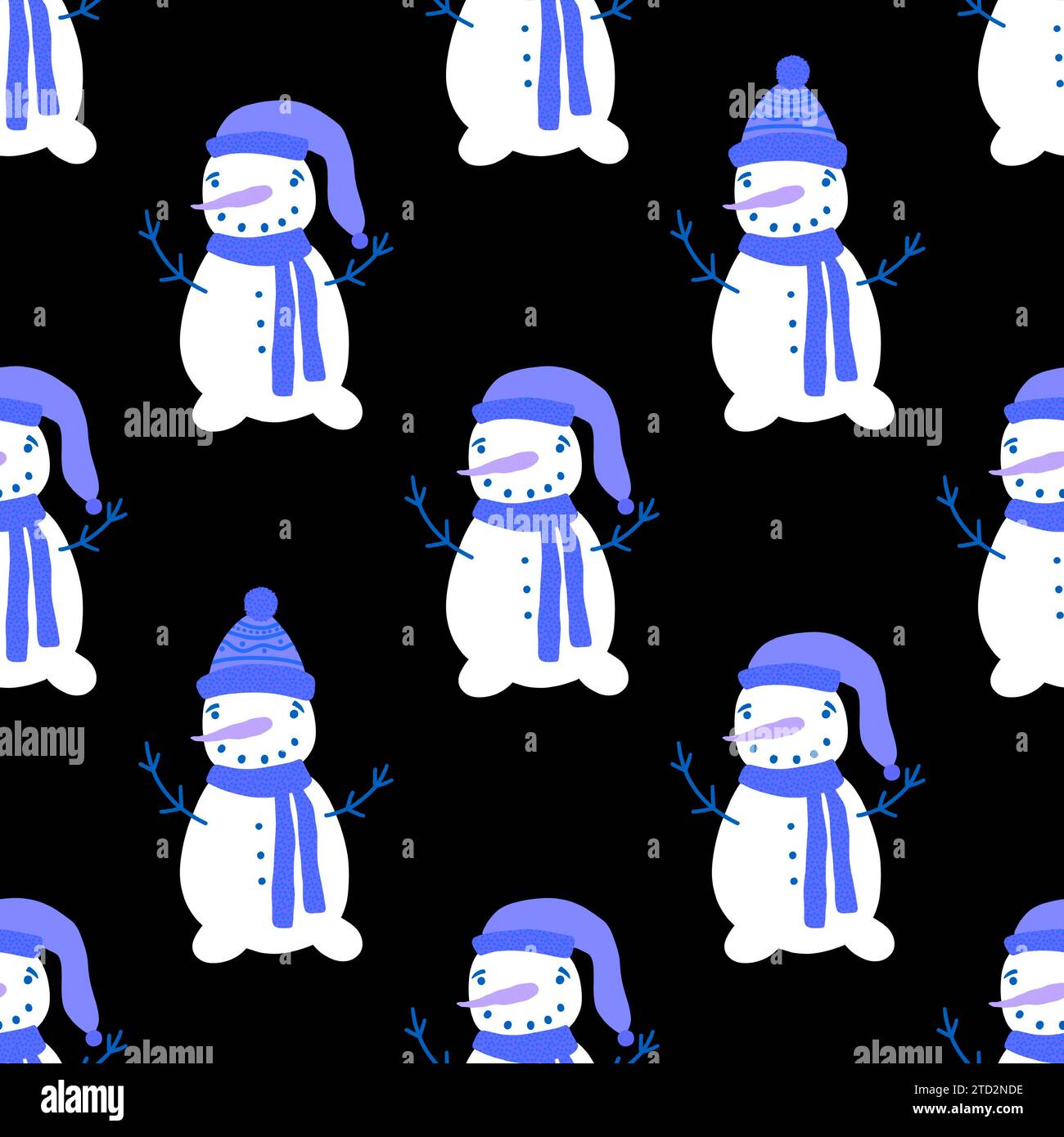 Winter seamless snowman pattern for fabrics and textiles and packaging ...