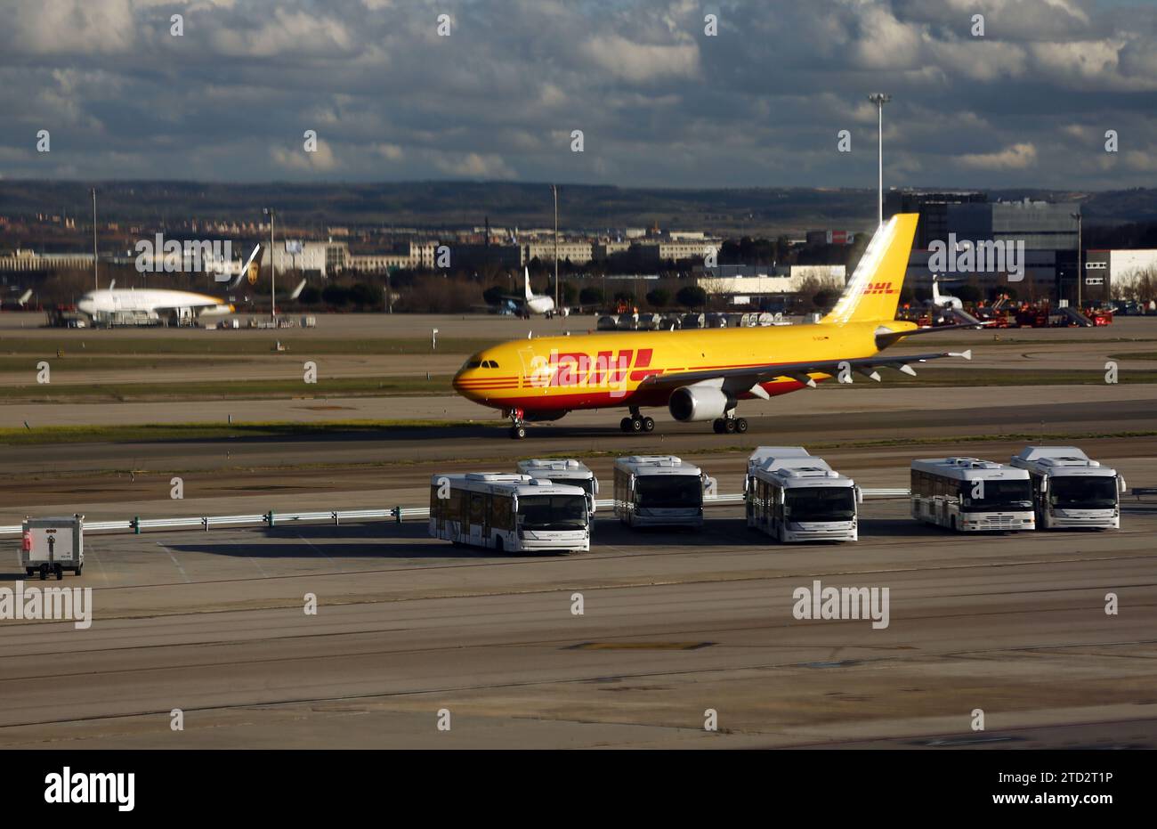 Madrid. February 13, 2014. Barajas Airport. Dhl plane. Oscar image from ...
