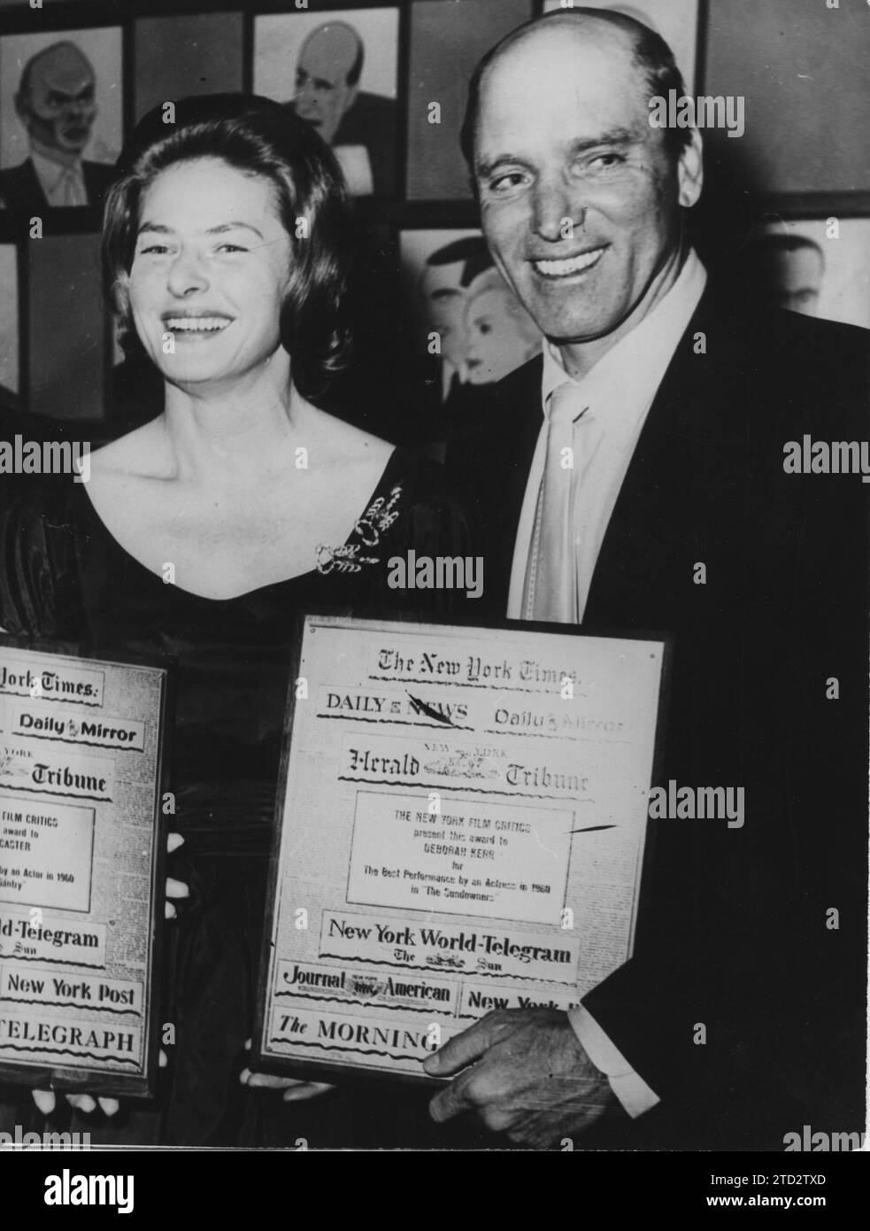 NY. 01/26/1961. Burt Lancaster and Ingrid Bergman receive the film ...
