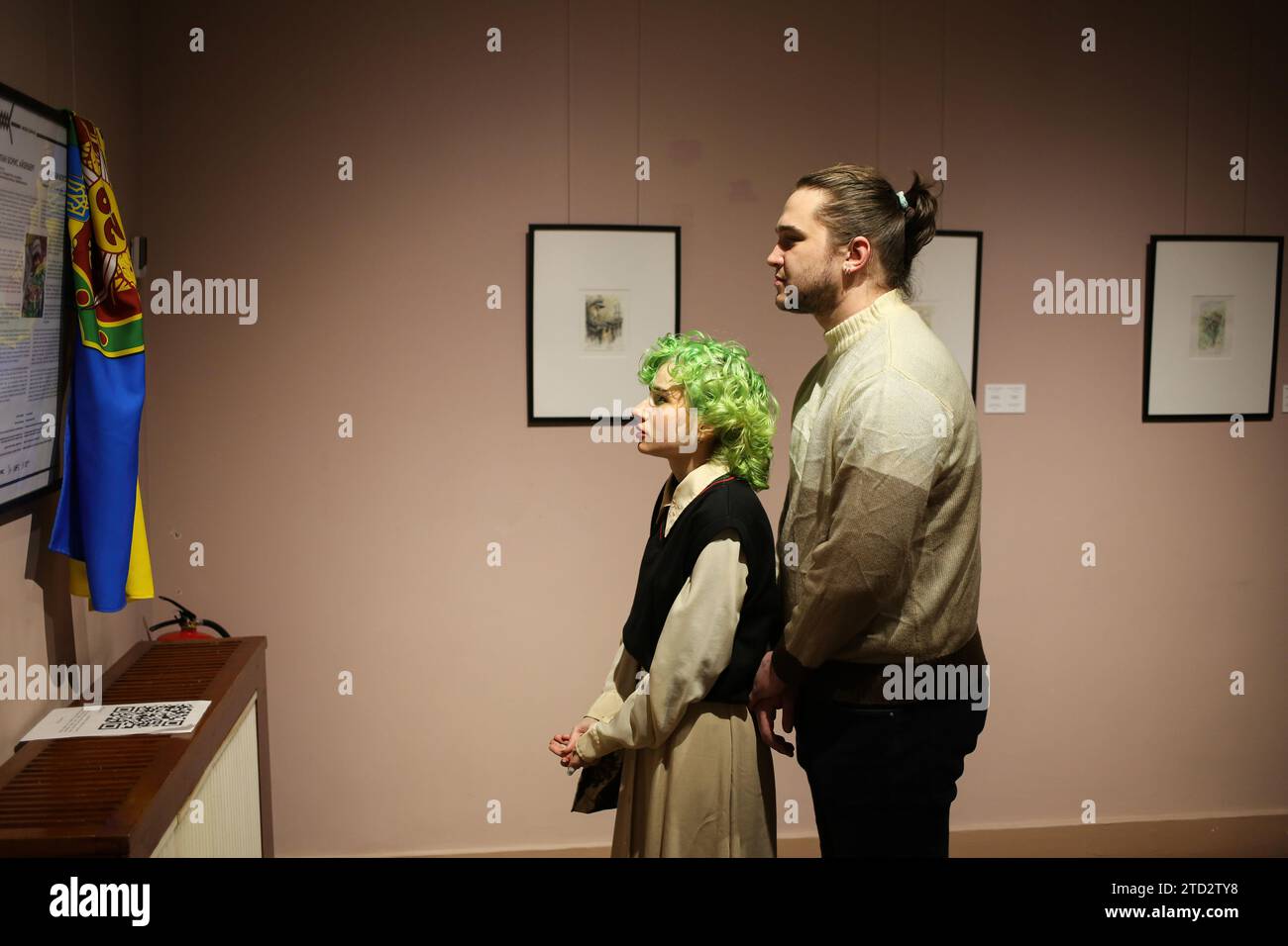 Visitors look at a photograph by Boris Eisenberg in the Odessa National ...