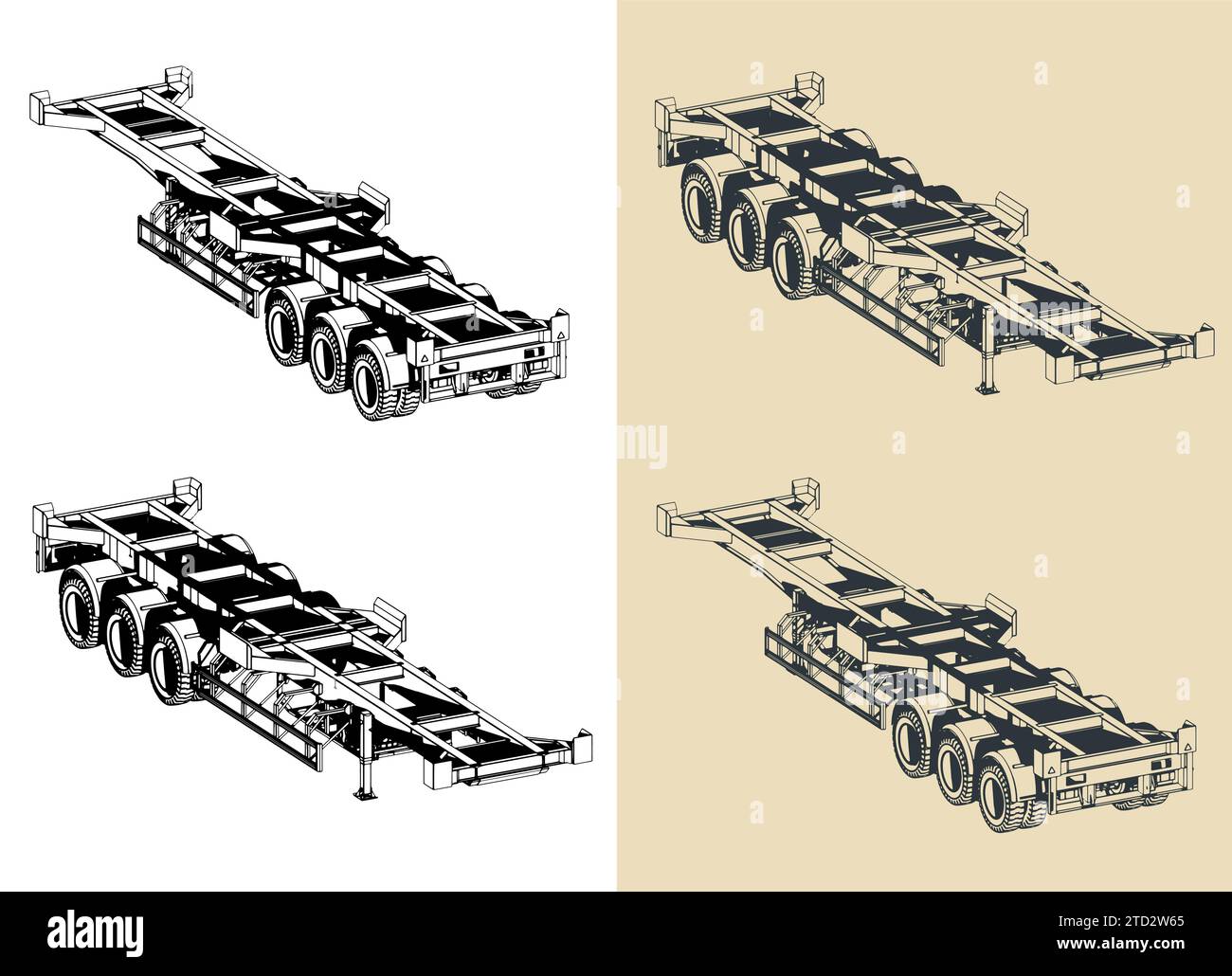 Stylized vector illustrations of container semi trailer Stock Vector ...