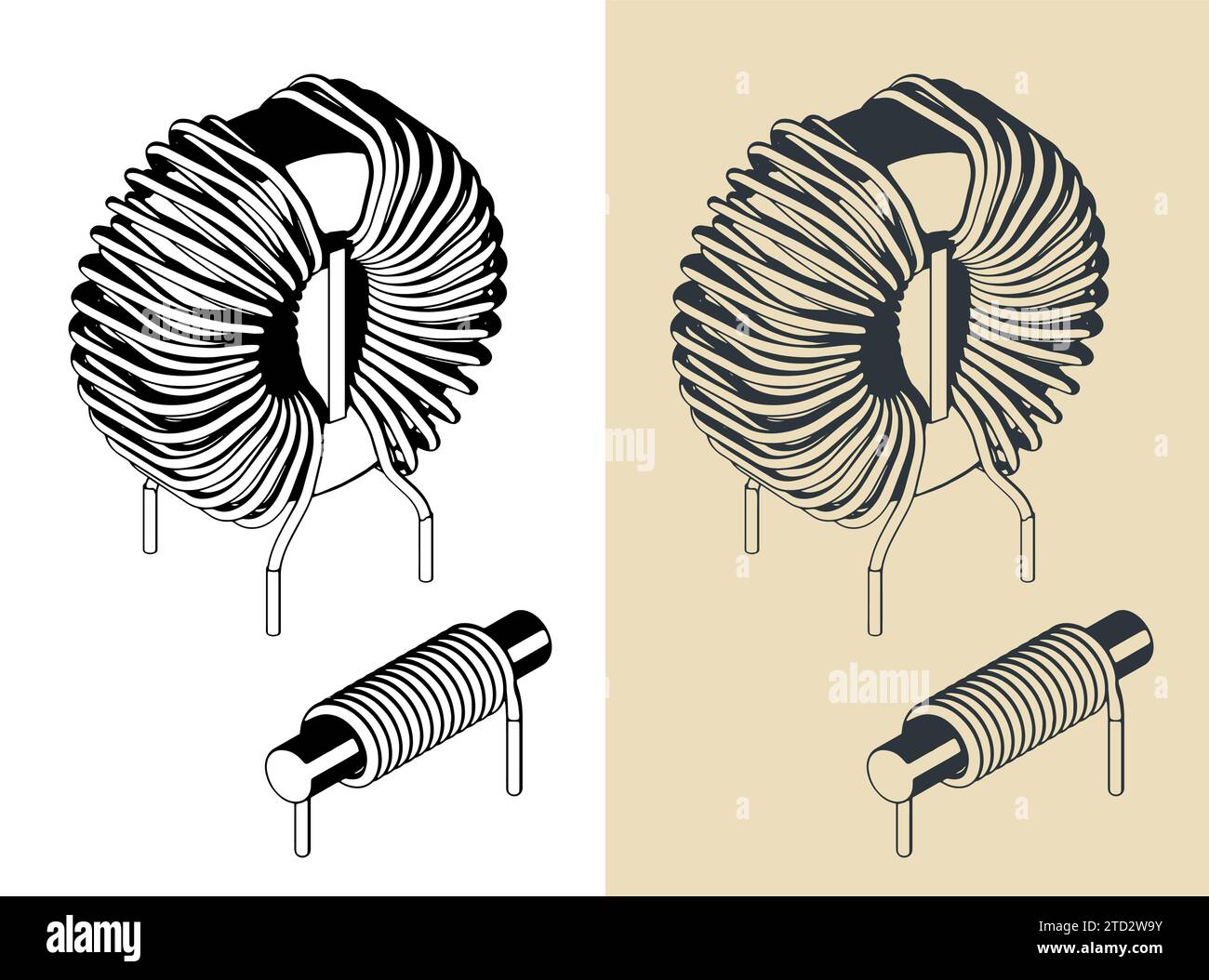 Stylized vector illustrations of inductors close up Stock Vector Image ...