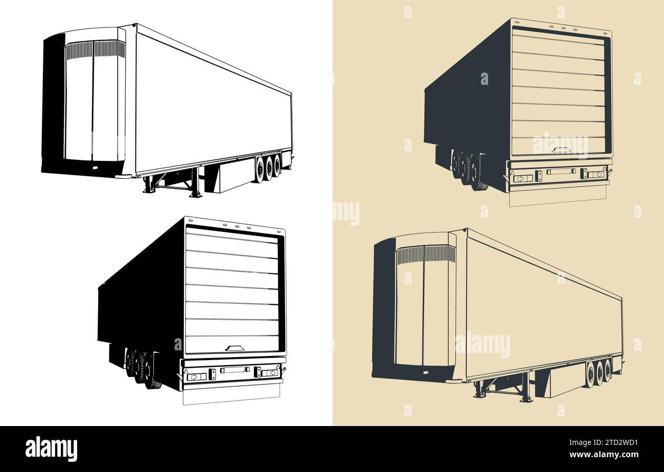 Stylized vector illustrations of refrigerated trailer Stock Vector ...